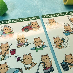 Household Chores Kawaii Cat Stickers, Sticker Sheets, Funny Cats ...