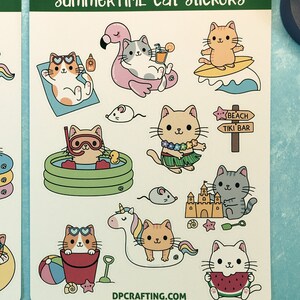 Kawaii Summertime Cat Stickers, Sticker Sheets, Kawaii Stickers ...