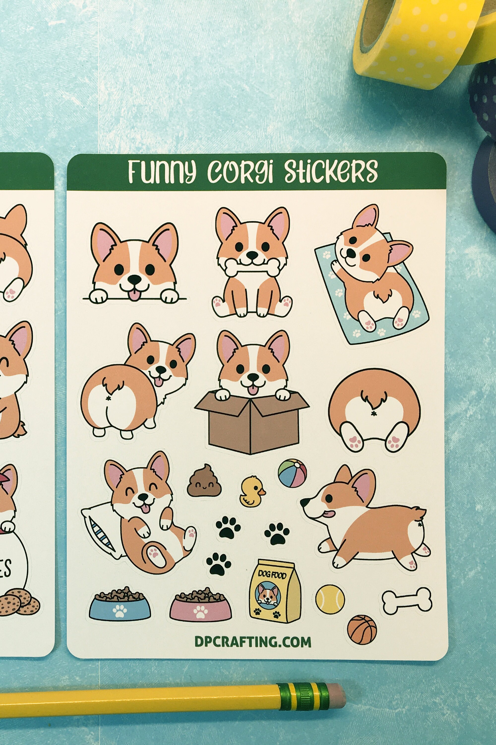 Kawaii Corgi Stickers Sticker Sheets Planner Stickers Dog - Etsy