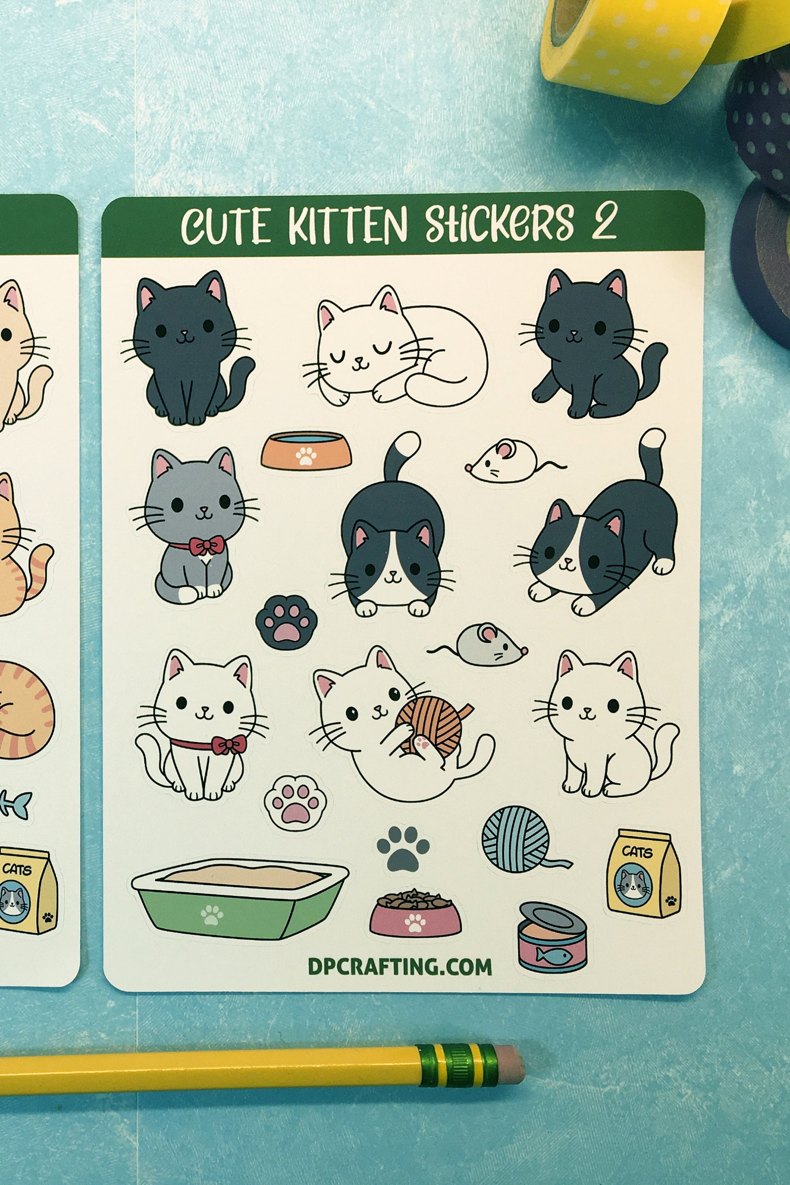 Cute Kawaii Cat Stickers, Sticker Sheet, Planner Stickers, Cute Kitty ...