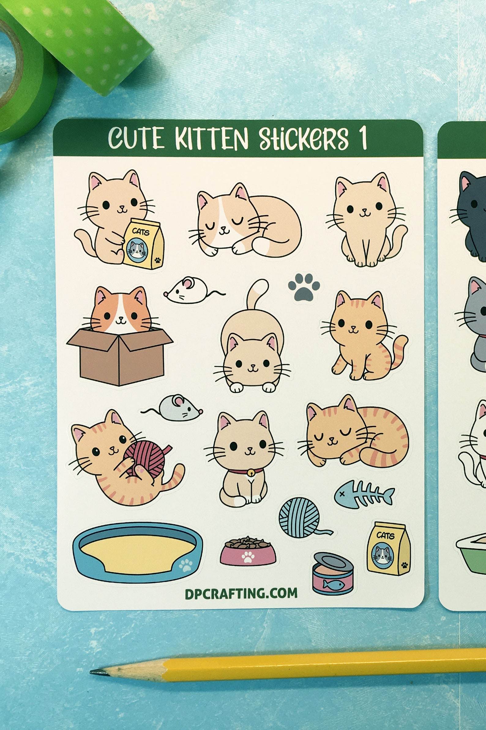 Cute Kawaii Cat Stickers, Sticker Sheet, Planner Stickers, Cute Kitty ...