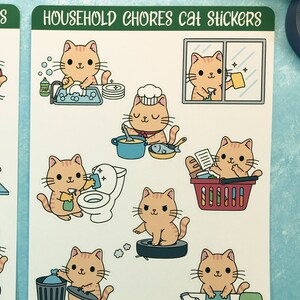 Household Chores Kawaii Cat Stickers, Sticker Sheets, Funny Cats ...