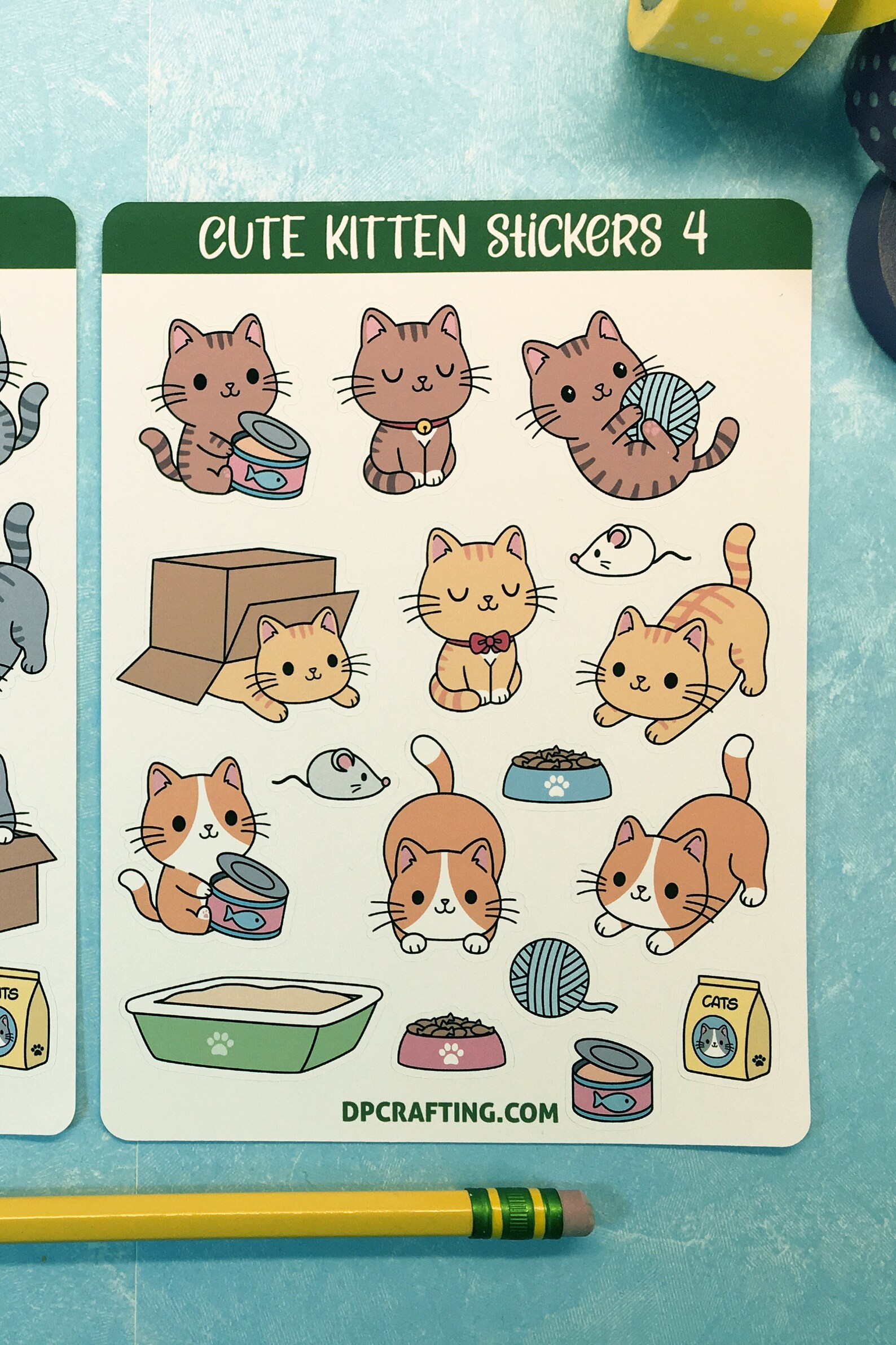 Cute Kawaii Cat Stickers, Sticker Sheet, Planner Stickers, Cute Kitty ...