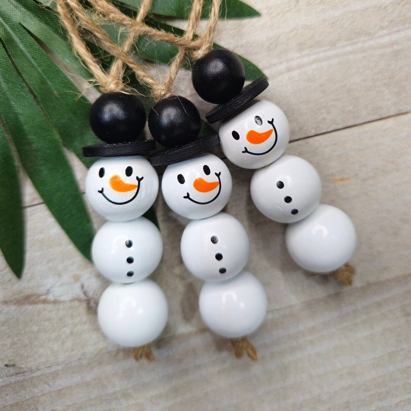 Wooden Snowman Ornaments - Etsy