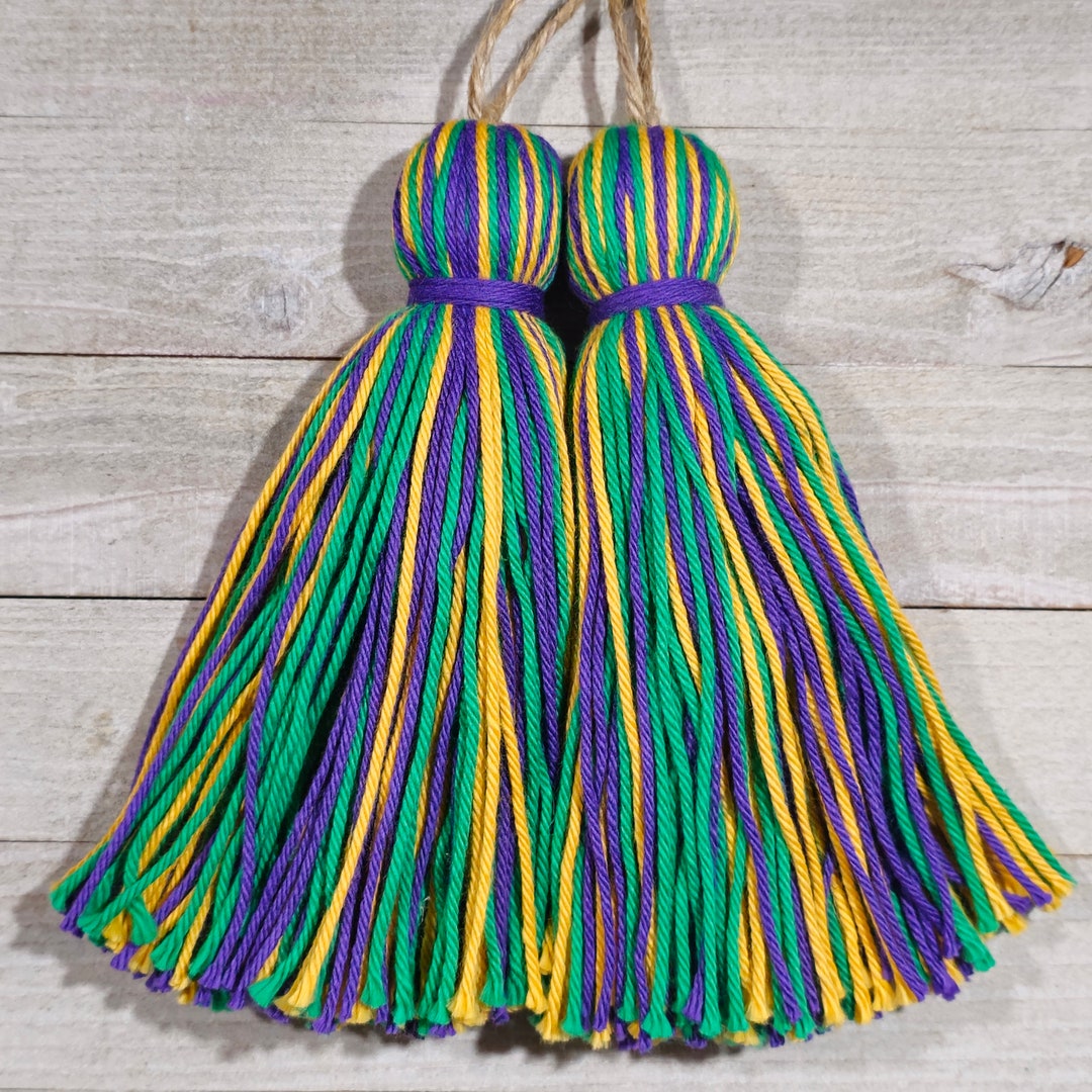 Pair of Boot Mardi Gras Cotton Tassels With Extra Long Twine Choose ...