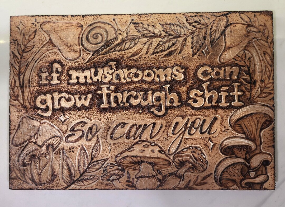 Mushroom Pyrography Wood Sign - Etsy