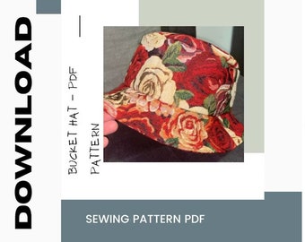 Bucket Hat - PDF Pattern Double Sided Bucket Hat Sewing Pattern PDF ...