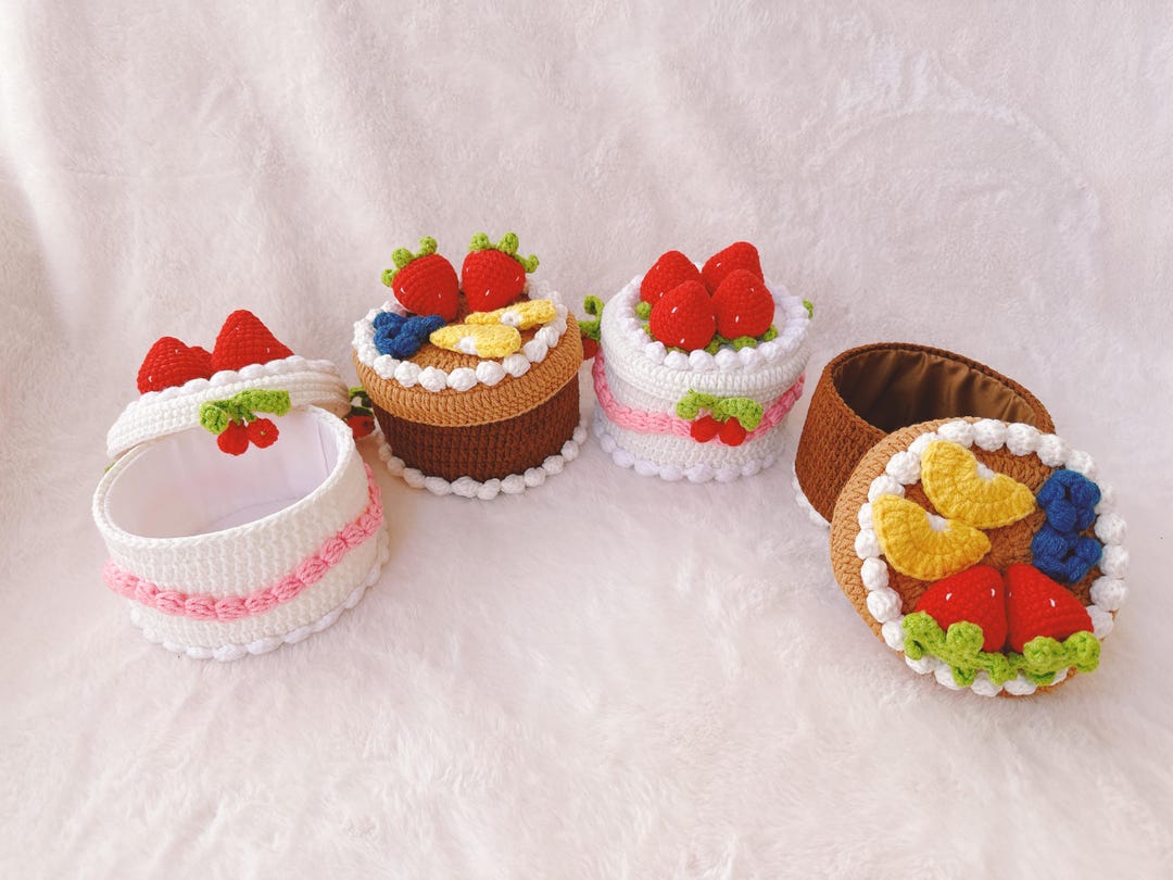Handmade Crochet Fruity Birthday Cake Box | Strawberry Blueberry Orange ...