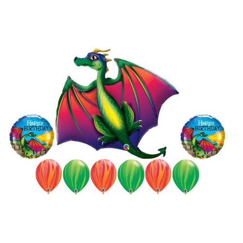 Dragon Birthday Balloon Bouquet Jumbo Dragon Medieval - Etsy
