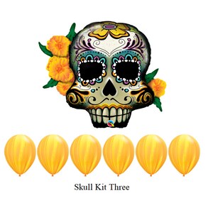 Skull Balloons Macabre Balloon Bouquets Halloween Decor Day of the Dead ...