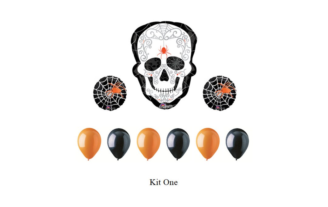 Skull Balloons Macabre Balloon Bouquets Halloween Decor Day of the Dead ...