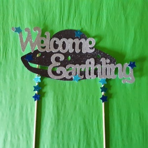 Welcome Earthling Cake Topper Outer Space Cake Décor Baby - Etsy