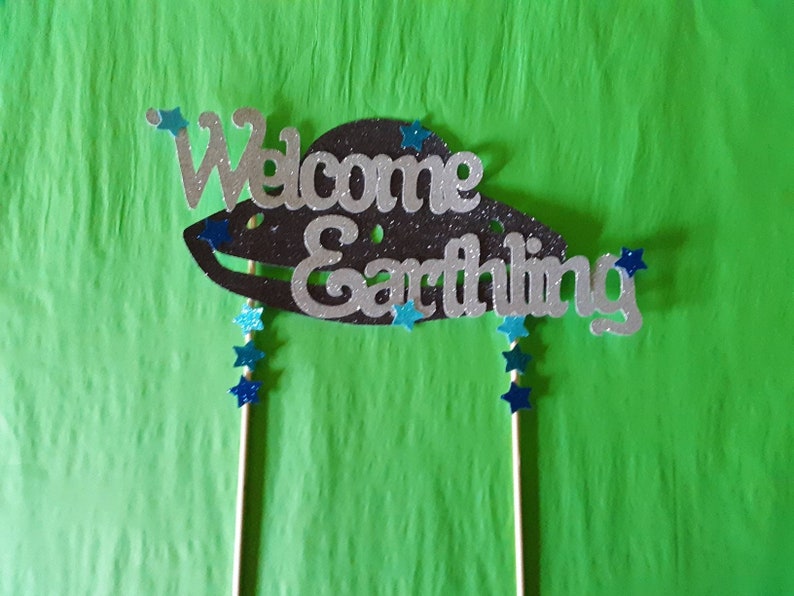 Welcome Earthling Cake Topper Outer Space Cake Décor Baby | Etsy