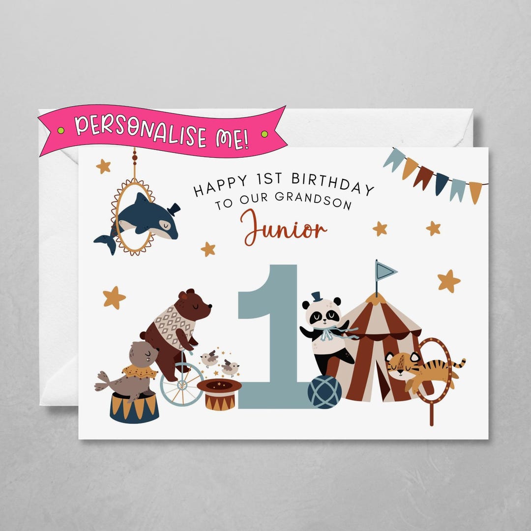 Personalised Circus Birthday Card | Cute Design for Boys or Girls ...