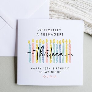 Personalised 13th Birthday Card for Girls Officially a Teenager ...