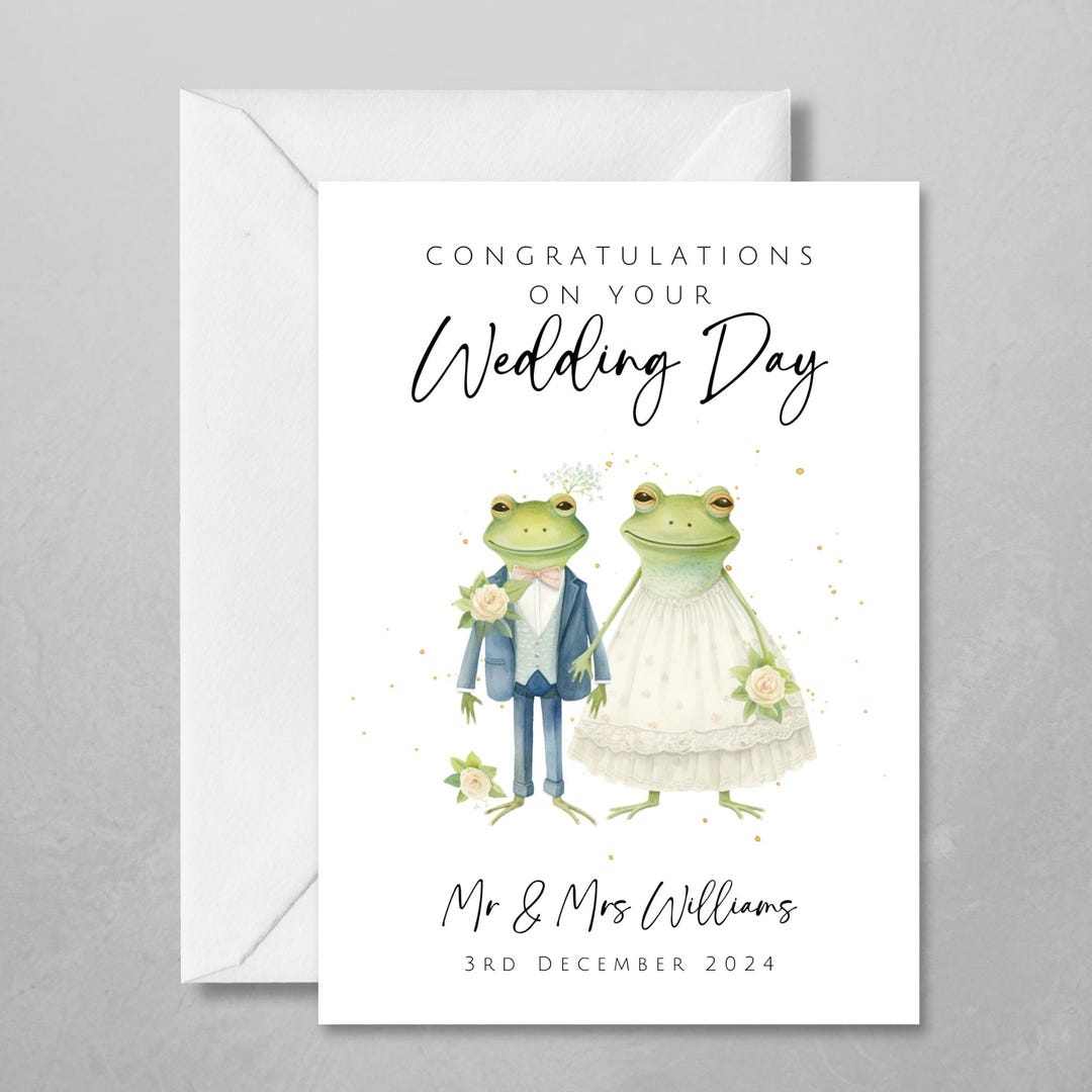 Personalised Frog Wedding Card | Animal Bride and Groom | Cute and ...