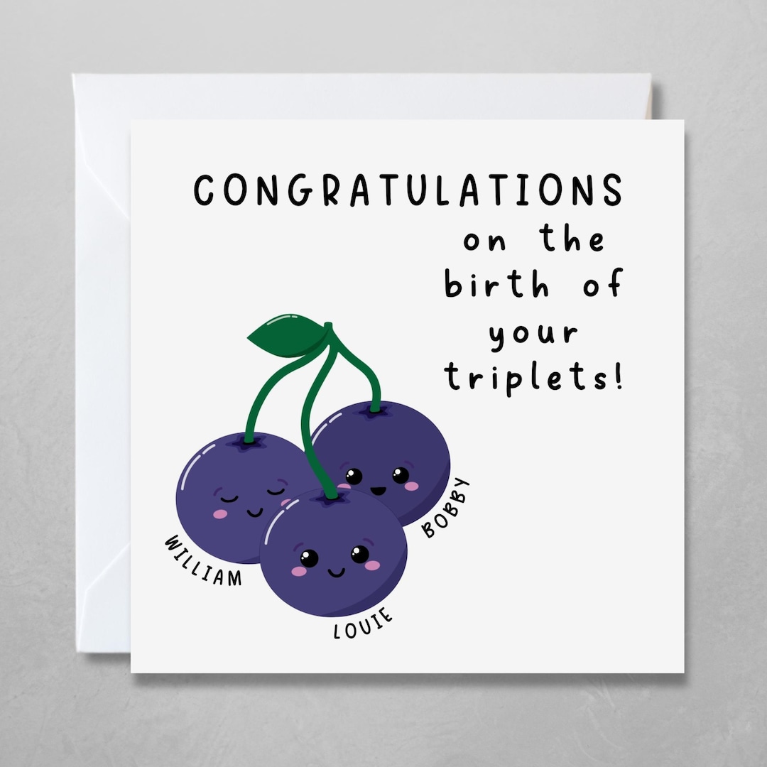 Personalised New Baby Triplets Card | Funny Blueberries | Congrats on ...