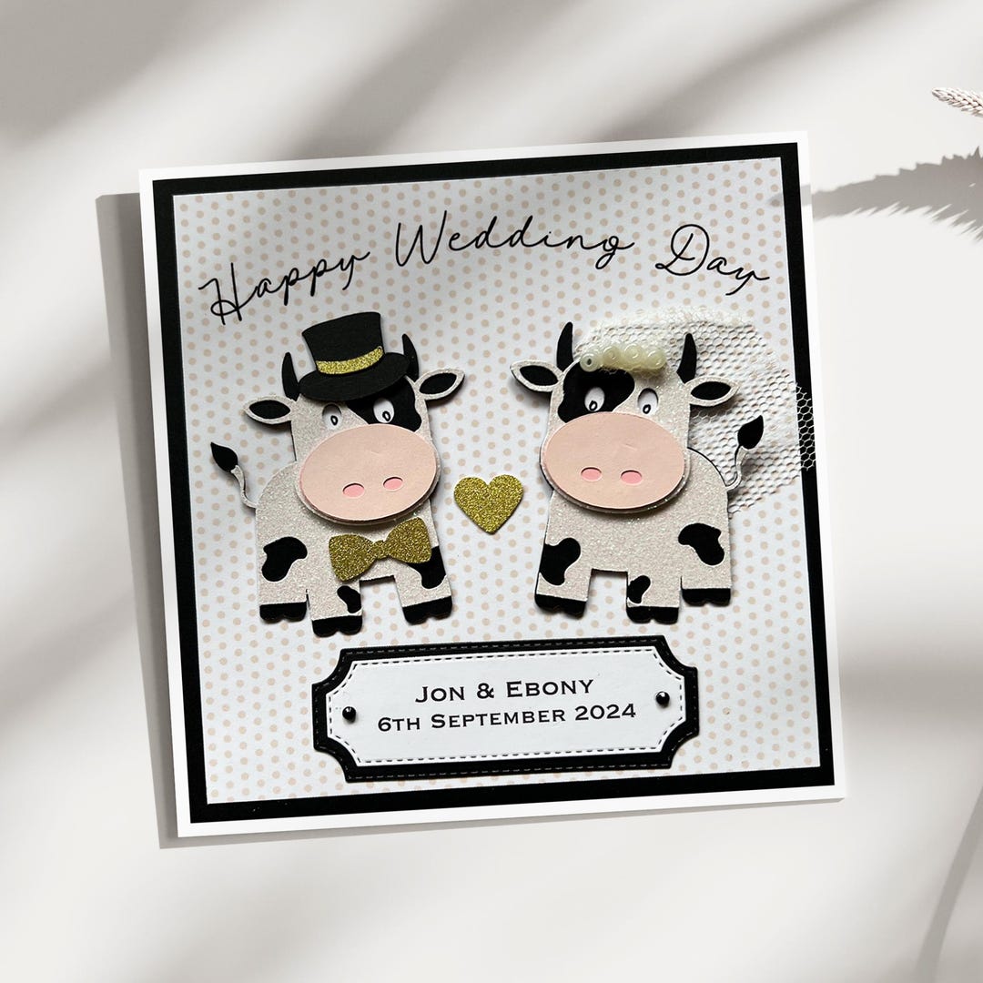 Personalised Cow Wedding Card With Cute Black and White Cows | for ...