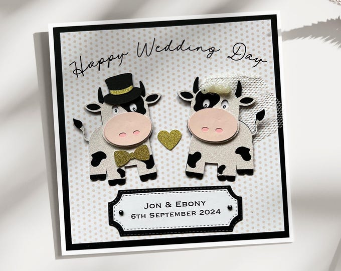 Personalised Cow Wedding Card With Cute Black and White Cows | for ...