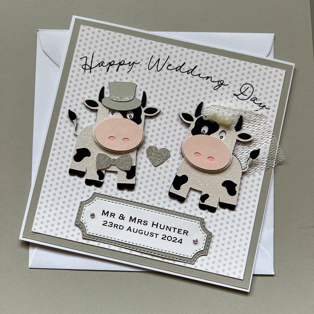 Personalised Cow Wedding Card With Cute Black and White Cows | for ...