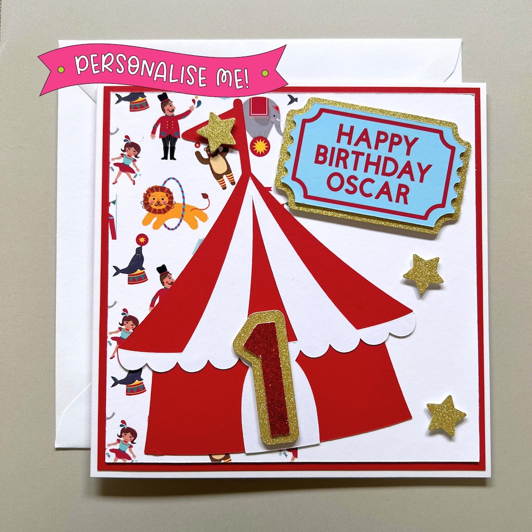 Personalised Circus Birthday Card | Unique Big Top Card for Children ...