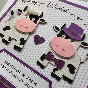 Personalised Cow Wedding Card With Cute Black and White Cows for Farmer ...