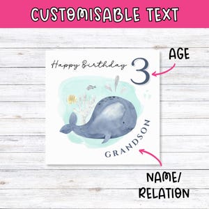 Personalised Cute Whale Birthday Card | Blue Whale | Child's Card ...