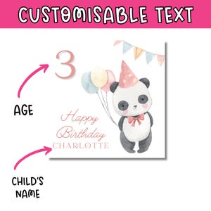 Personalised Cute Panda Birthday Card | Child's Card Personalised With ...