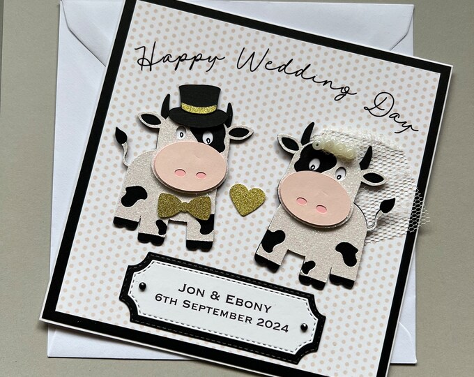 Personalised Cow Wedding Card With Cute Black and White Cows | for ...