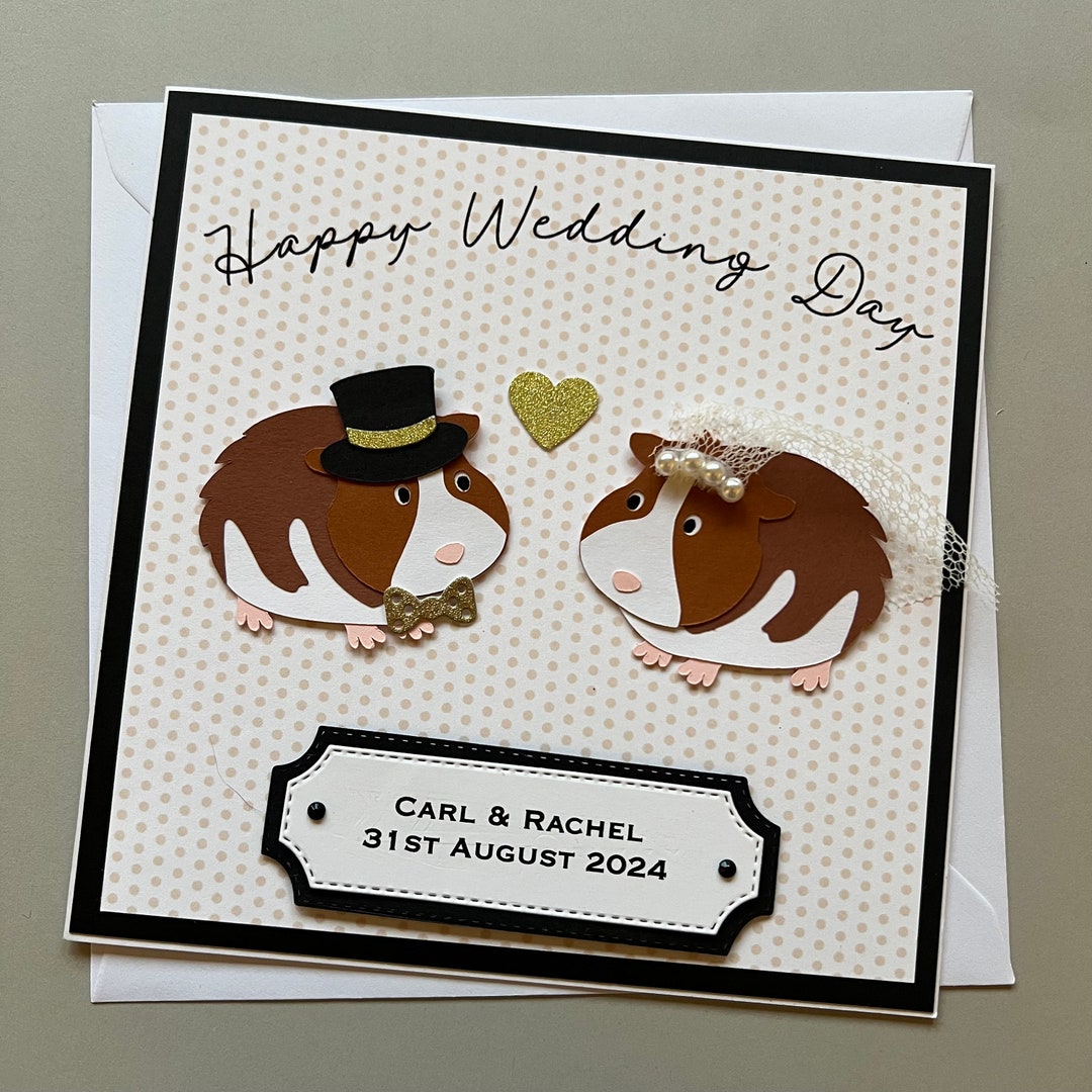 Personalised Guinea Pig Wedding Card | Black and Gold Theme | Animal ...