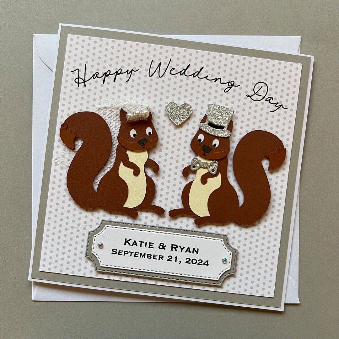 Personalised Squirrel Wedding Card | Grey or Red Squirrel | Grey and ...