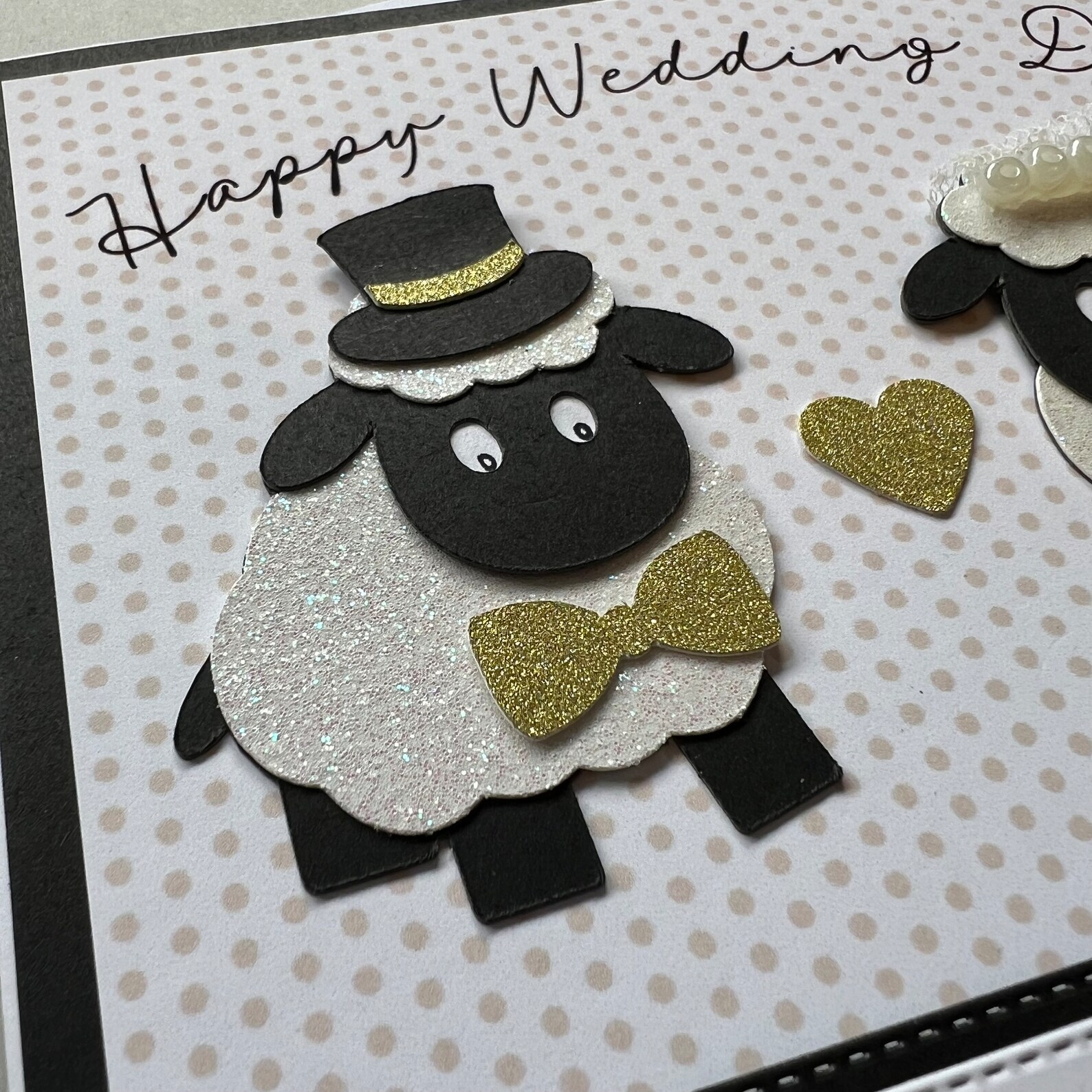 Personalised Sheep Themed Wedding Card Black and Gold Theme Lambs ...