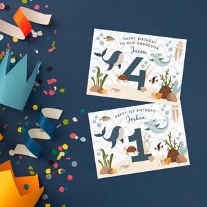 Personalised Under the Sea Birthday Card | Cute Blue Design for Boys ...