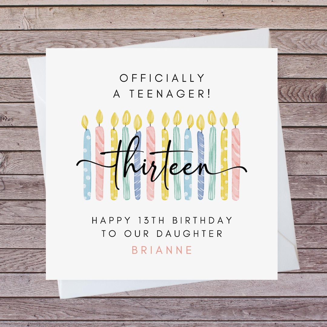 Personalised 13th Birthday Card for Girls Officially a Teenager ...