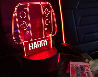 Personalised Neon Blue Games Controller Colour Changing LED | Etsy UK