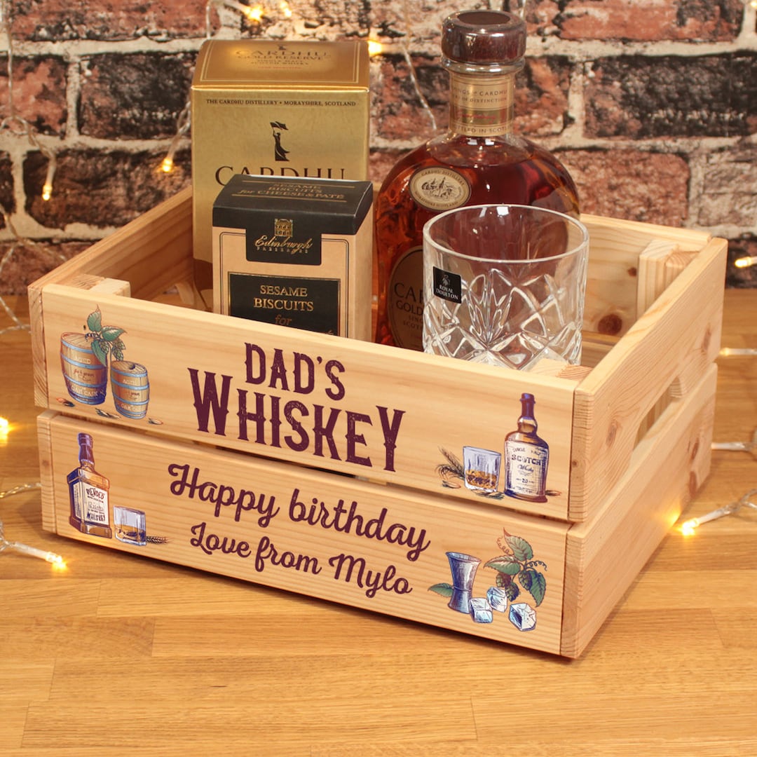 Personalised Whiskey Father's Day Birthday Treat Hamper Gift Crate - Etsy