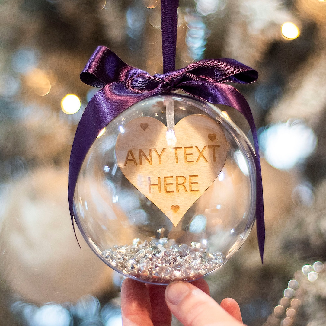 Personalised Engraved ANY TEXT Christmas Tree Bauble Decoration - Etsy UK
