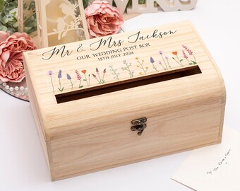 Lockable Wedding Guests Wish Post Box With a Key Wooden With Slot Cards ...