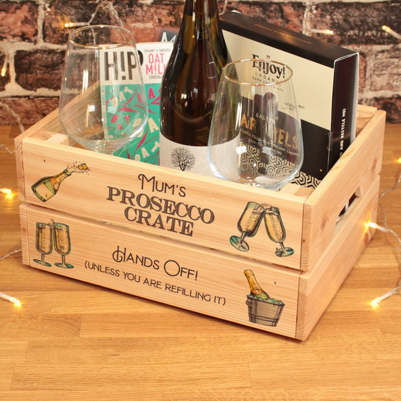 Personalised Prosecco Bar Treat Hamper Gift Crate | Mother's Day - Etsy UK