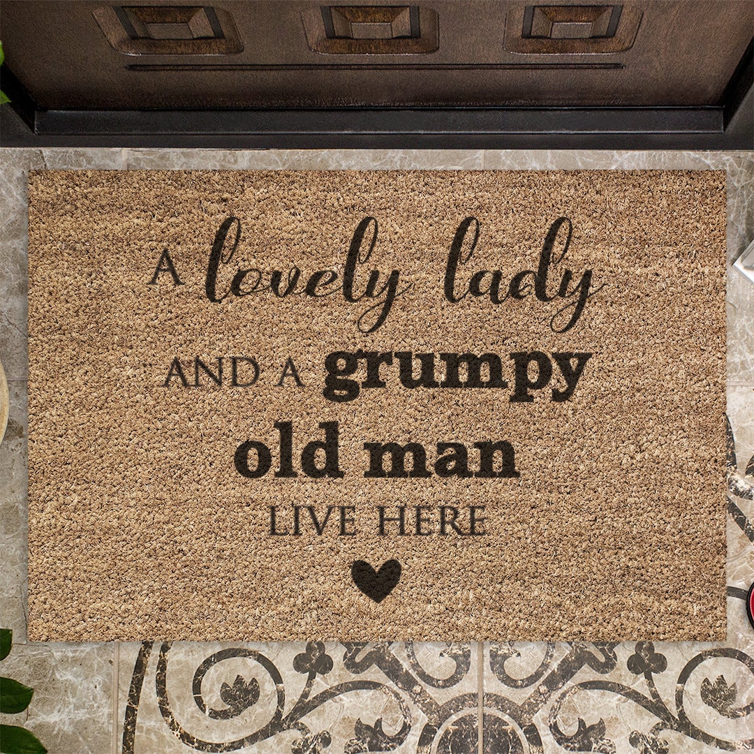 Lovely Lady and Grumpy Old Man Coir Indoor Door Mat | 60x40cm | Hall ...