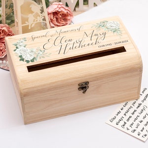 Personalised White Roses Funeral Memory and Donation Cards Post Box ...