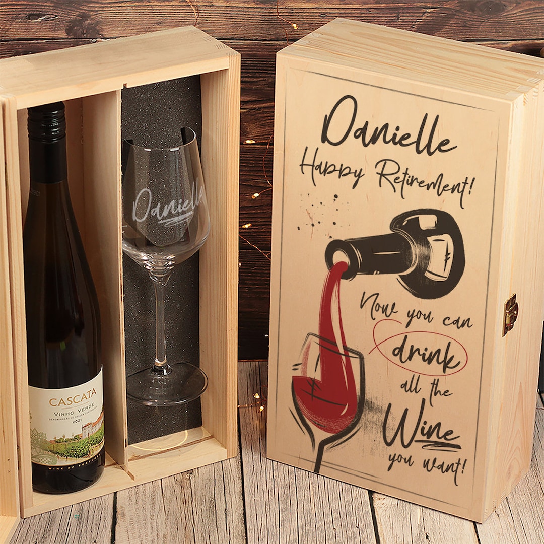 Personalised Retirement Luxury Gift Set Wine Bottle Box With - Etsy
