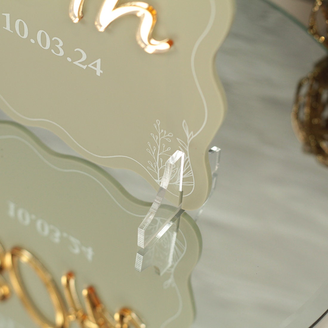 Wavy Edge 3D Matt and Mirror Acrylic Birthday Party Freestanding Sign ...