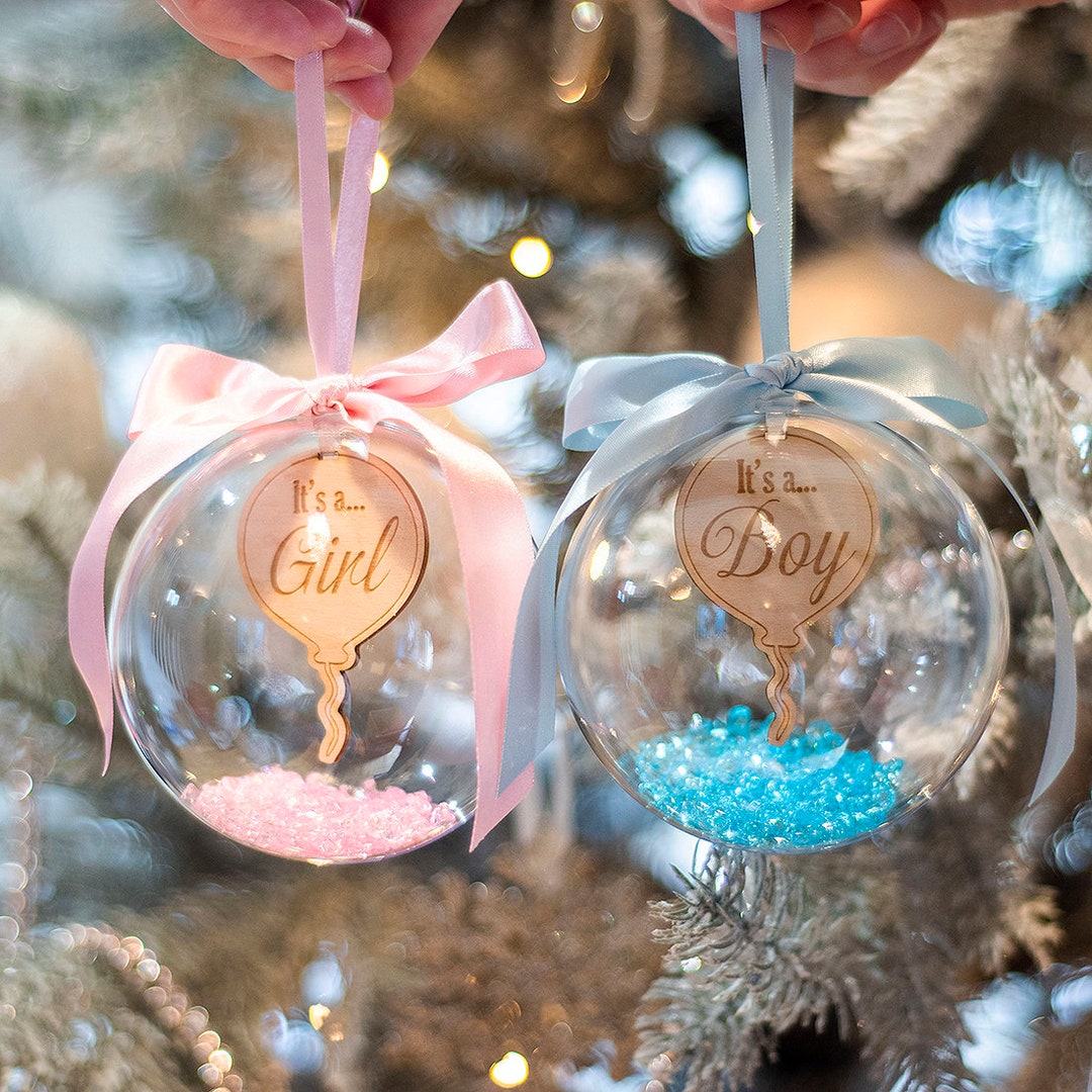 Gender Reveal It's a Boy / Girl Balloon Christmas Tree Bauble Ornament ...
