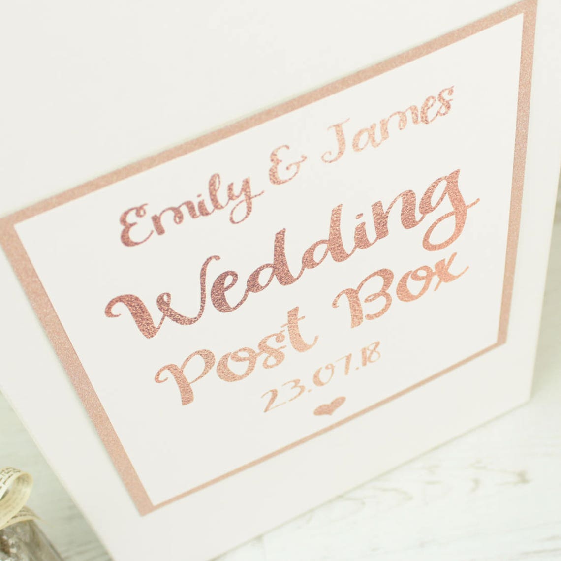 Personalised Rose Gold Wedding Post Box | Etsy
