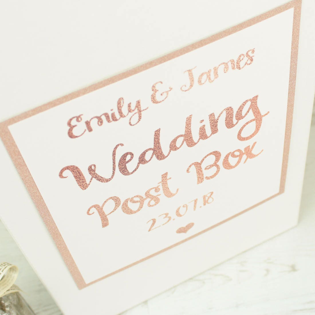 Personalised Rose Gold Wedding Post Box | Etsy