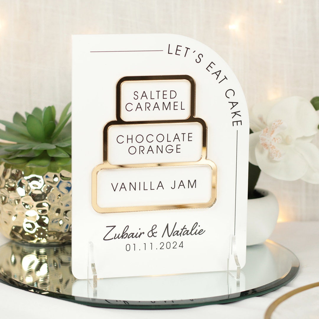 Modern Arch Wedding Birthday Party Cake Menu Matte and Mirror Acrylic ...