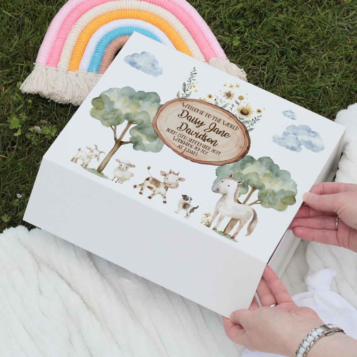 Personalised Farm Animal Baby Children's Memory Keepsake Box - Etsy UK