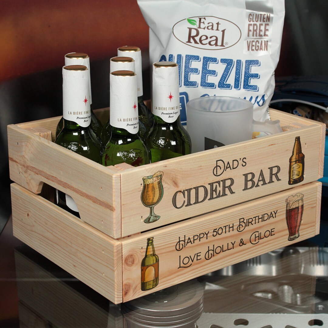 Personalised Cider Bar Treat Hamper Gift Crate | Father's Day - Etsy UK