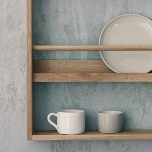 Oak Plate Rack, Plate Display Rack Oak Wall Shelf, Oak Mug Holder, Oak ...